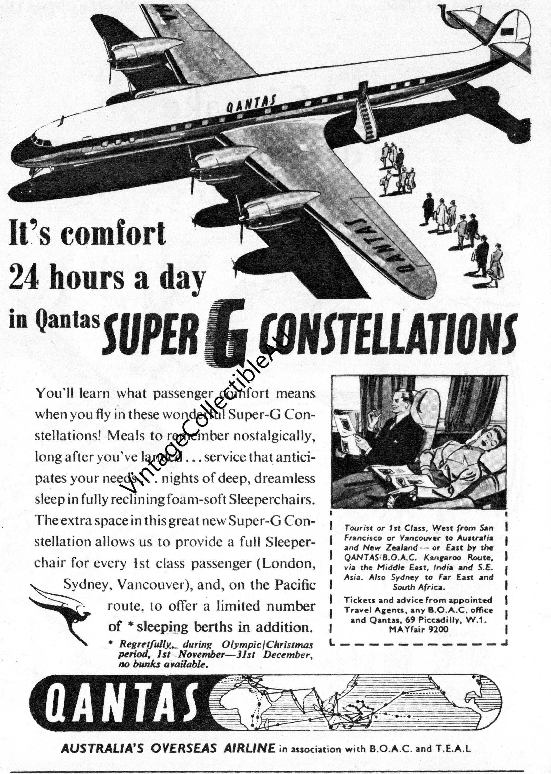 Vintage Qantas Advertisment 1950s: INSTANT DOWNLOAD - Etsy