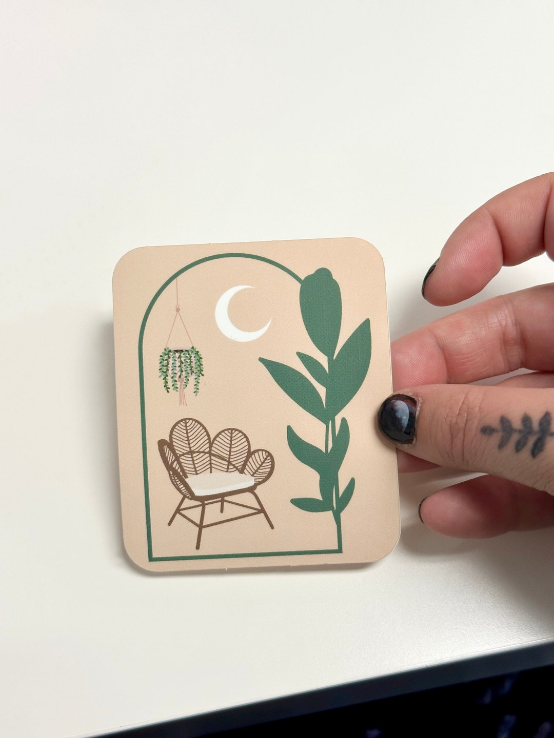Boho Rattan Chair Matte Vinyl Sticker, Cozy Corner Art (2.6 X 3.1 ...