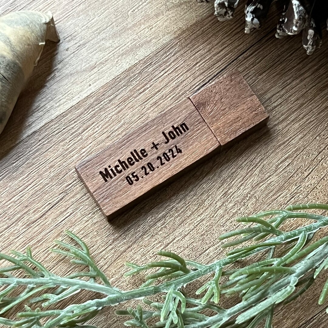 Personalized Walnut Wood USB 3.0 Slim Flash Drive | Magnetic Top | Fast ...