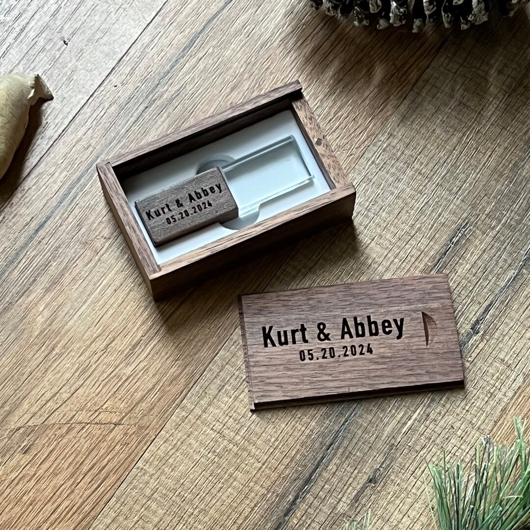 Personalized Walnut Wood Box With Crystal USB 3.0 Flash Drive - Etsy