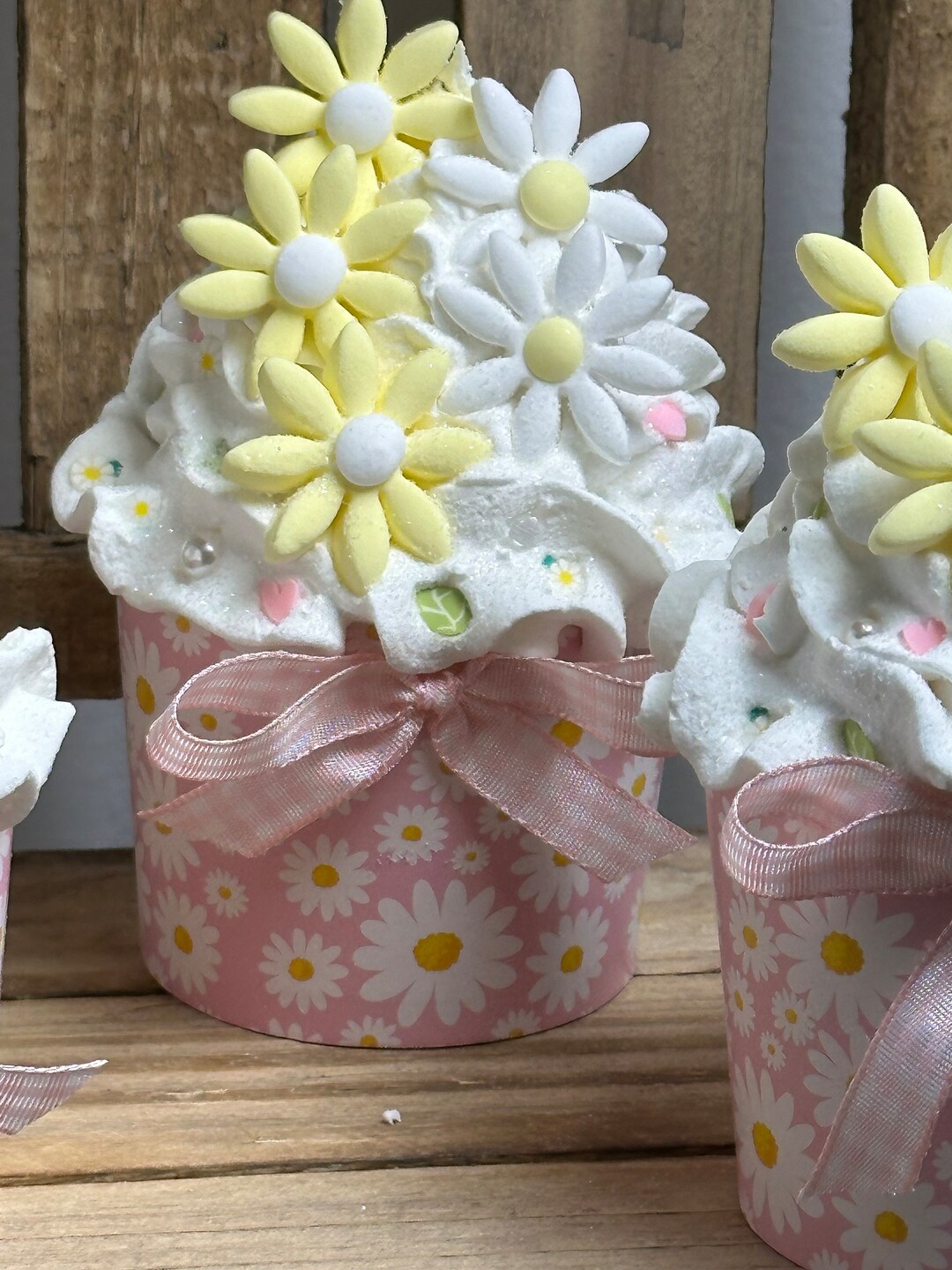 Fake Spring Flower Cupcakes, Spring Decor, Fake Cupcakes, Spring Tiered ...