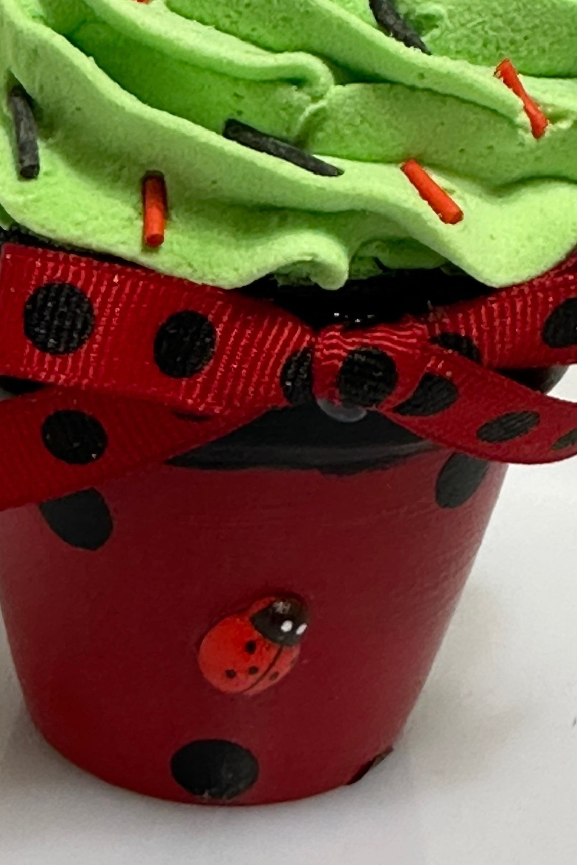 Fake Lady Bug Cupcakes, Lady Bug Decor, Ladybug Tiered Tray Decor ...