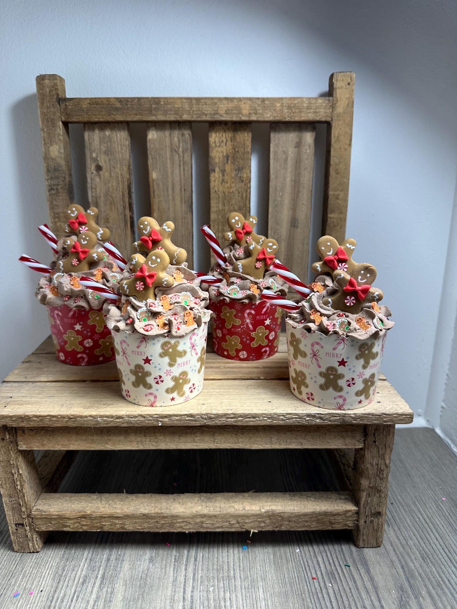 Fake Gingerbread Man Cupcakes, Christmad Decor, Holiday Tiered Tray ...