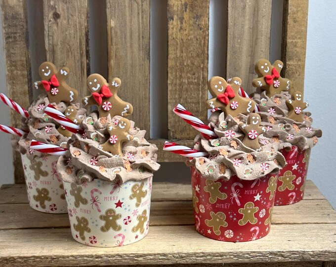 Fake Gingerbread Man Cupcakes, Christmad Decor, Holiday Tiered Tray ...