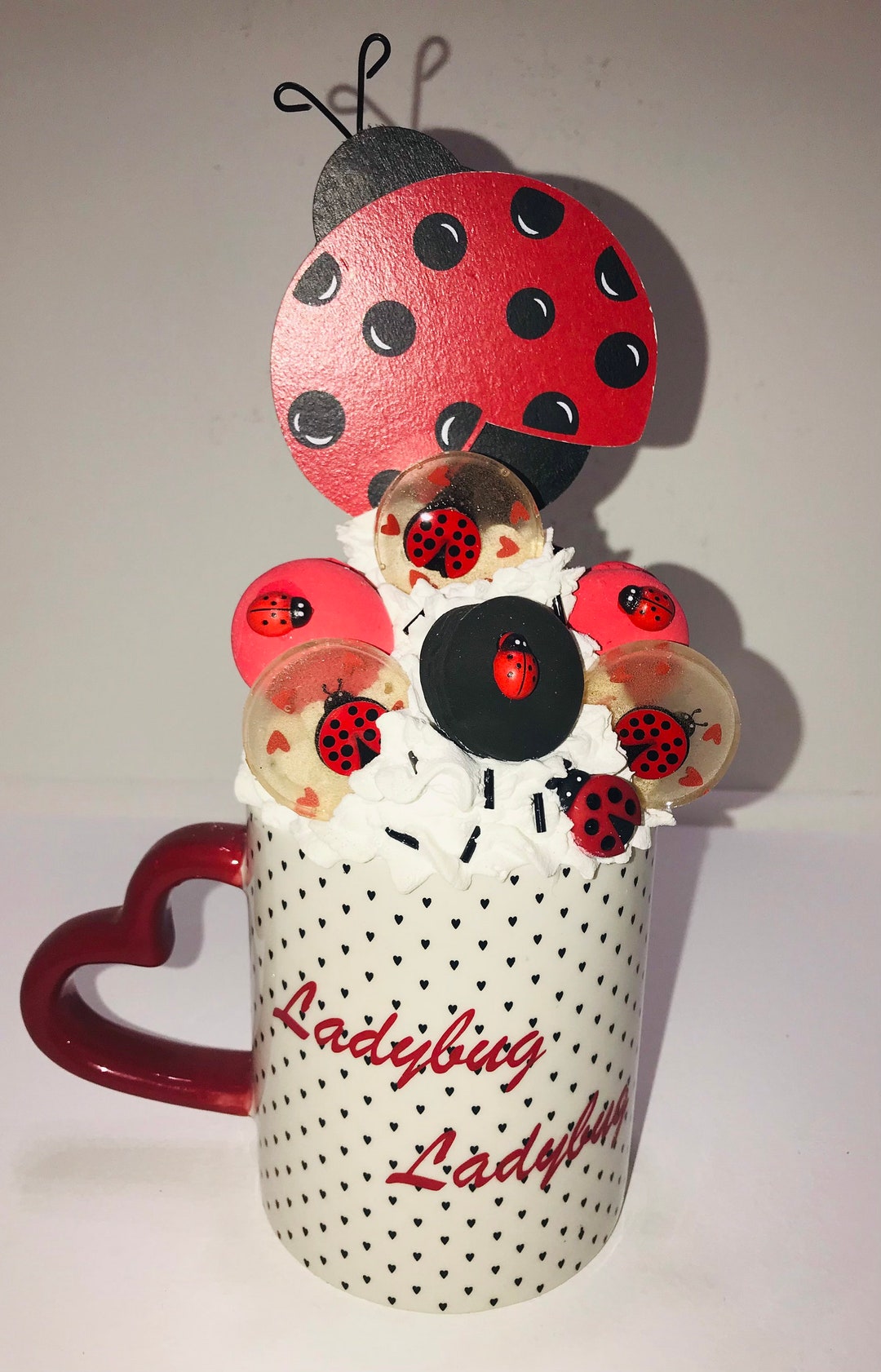 Fake Lady Bug Mug, Lady Bug Decor, Ladybug Tiered Tray Decor, Kitchen ...