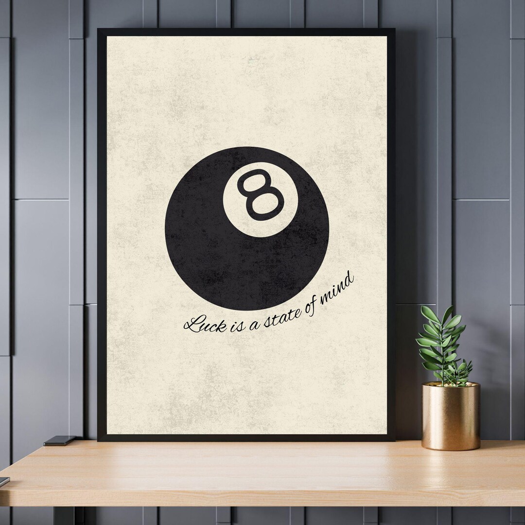 Lucky 8 Ball Poster | Retro Text Poster | 8 Ball Print | 70s Pool Ball ...