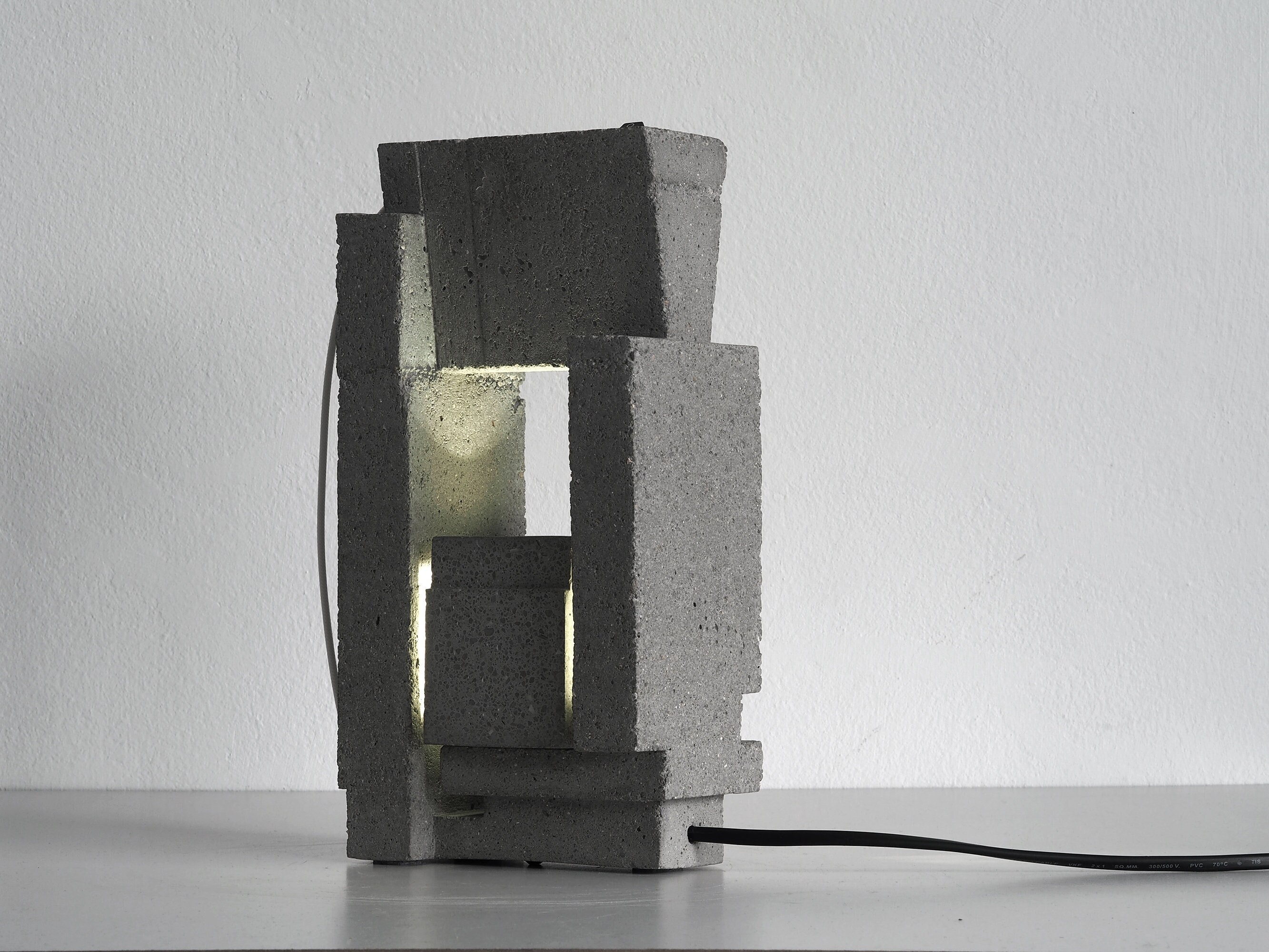 Takamatsu I, Concrete Monolithic Light Sculpture, Handmade One-off ...