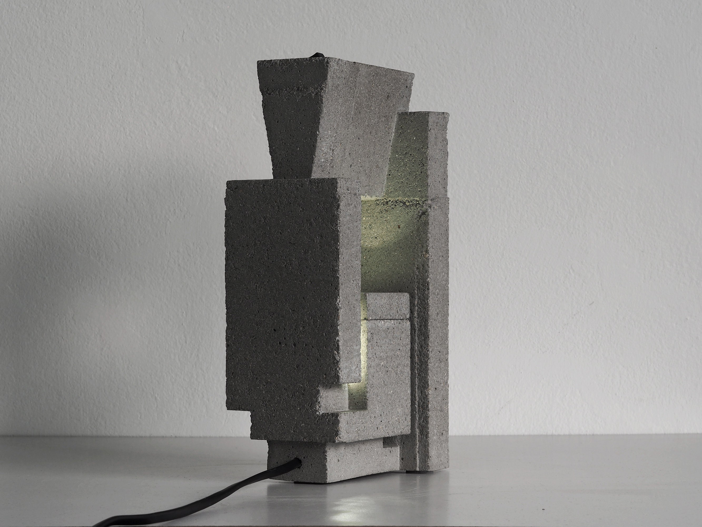 Takamatsu I, Concrete Monolithic Light Sculpture, Handmade One-off ...
