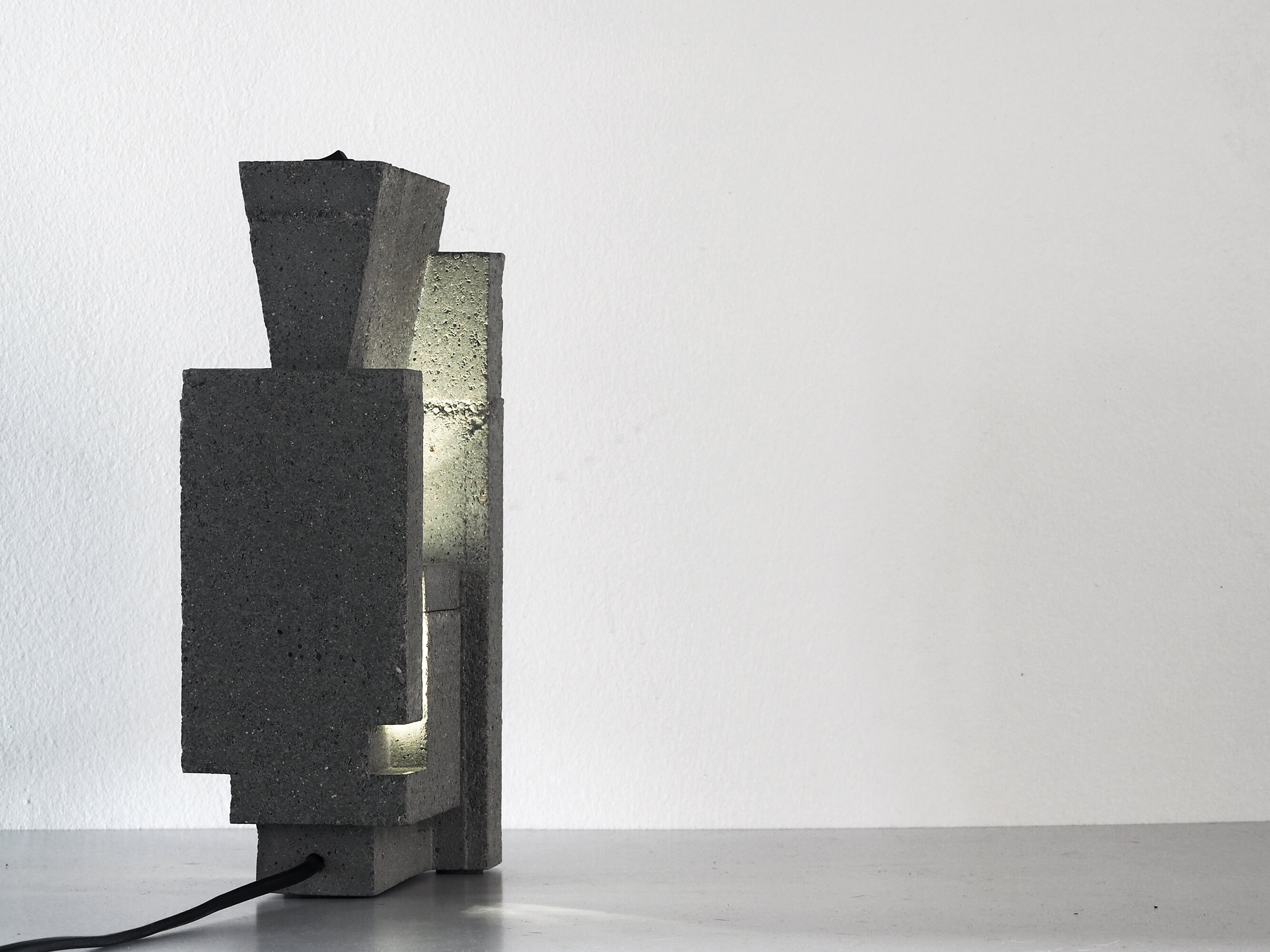 Takamatsu I, Concrete Monolithic Light Sculpture, Handmade One-off ...