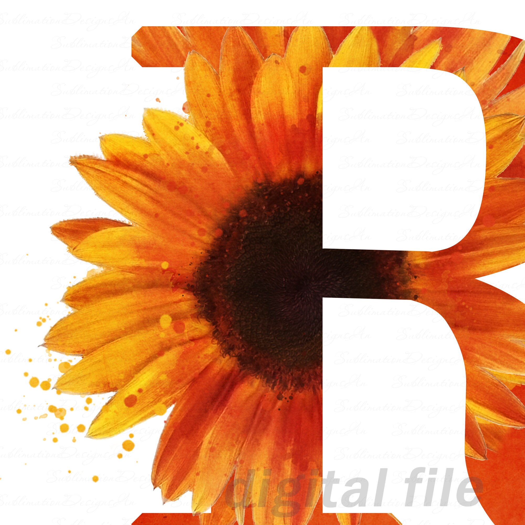 Sunflower Letter r sublimation png alphabet letters png | Etsy