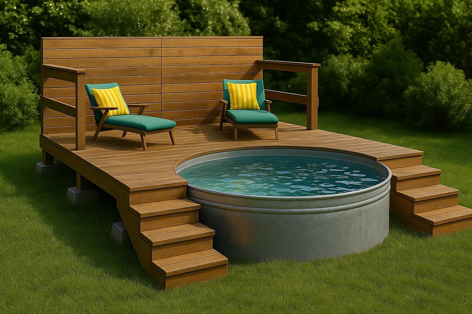 Stock Tank Pool / Cowboy Pool Deck Building Plans & Sketchup 3D Model ...