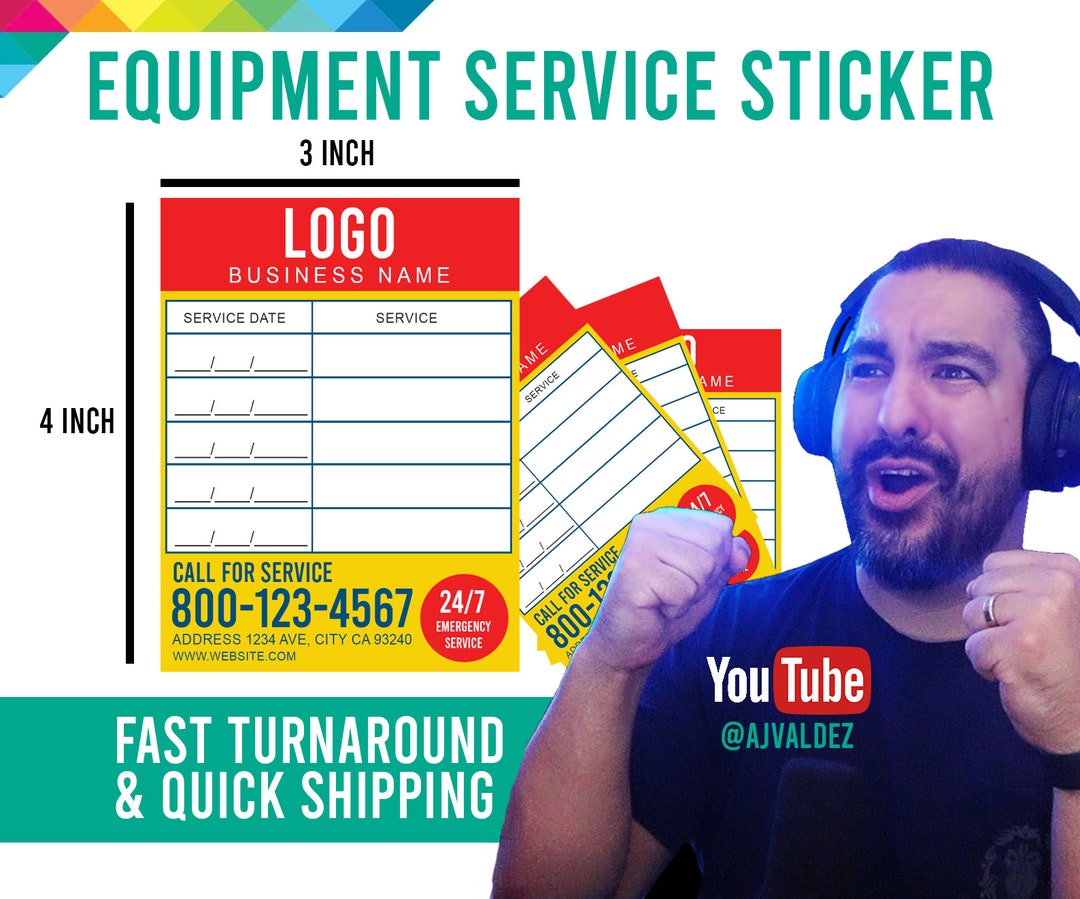 Equipment Service Sticker Size: 3 X 4 - Etsy