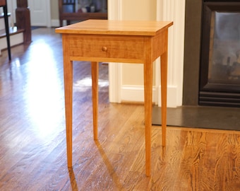 Long Cherry Shaker Style Side Table With Shelf - Etsy