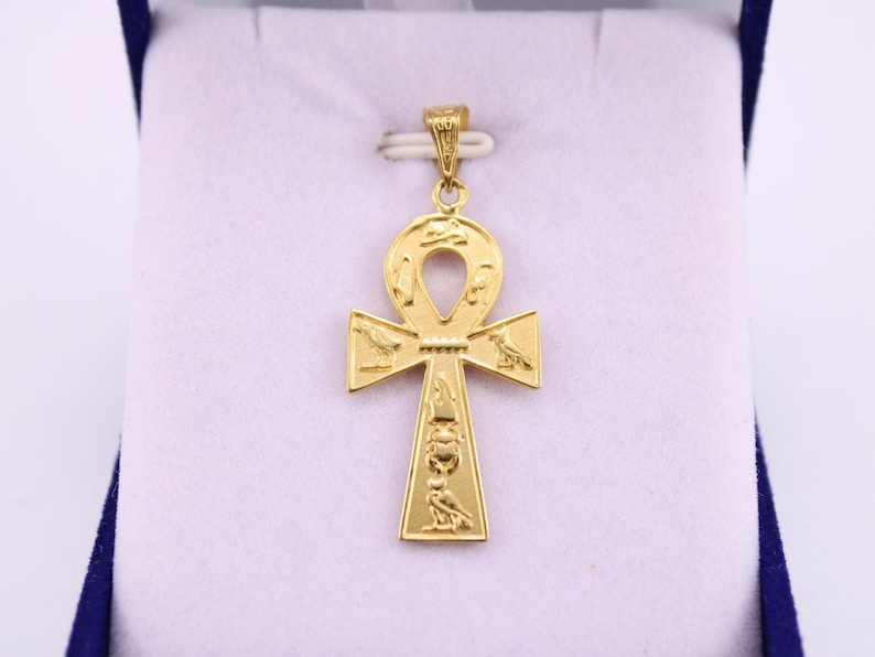 18K Gold Ankh Pendant Only | Hieroglyphic Egyptian Script | Key of Life ...