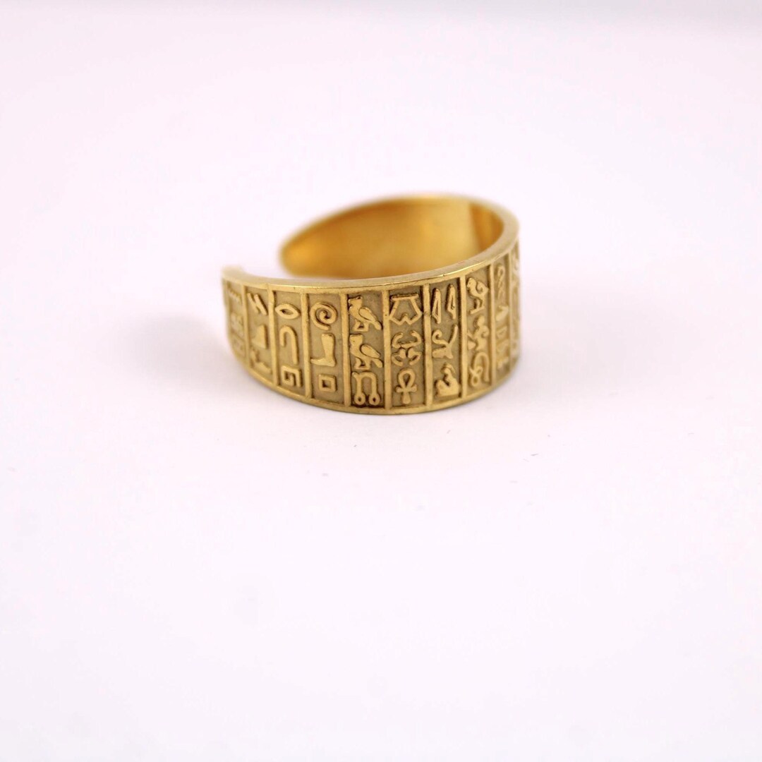 Hieroglyphic Letters Adjustable Ring Sterling Silver Egyptian Jewelry ...
