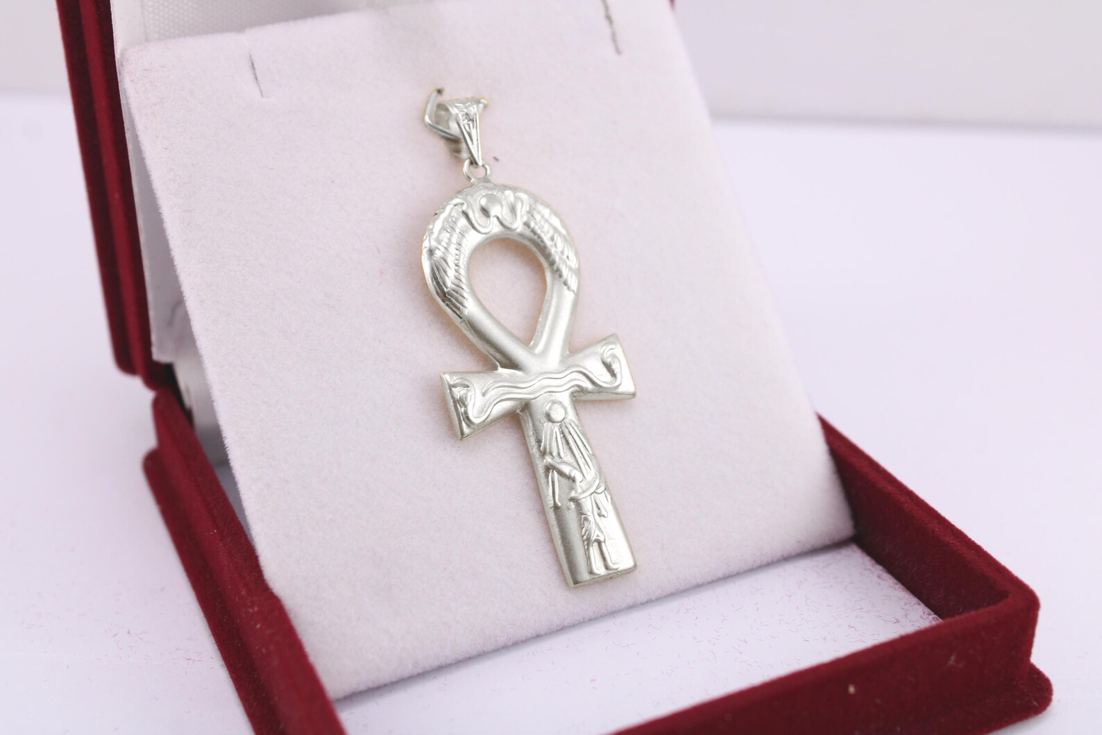 Gold Plated Sterling Silver Ankh Cross Key of Life Necklace Rope Chain ...