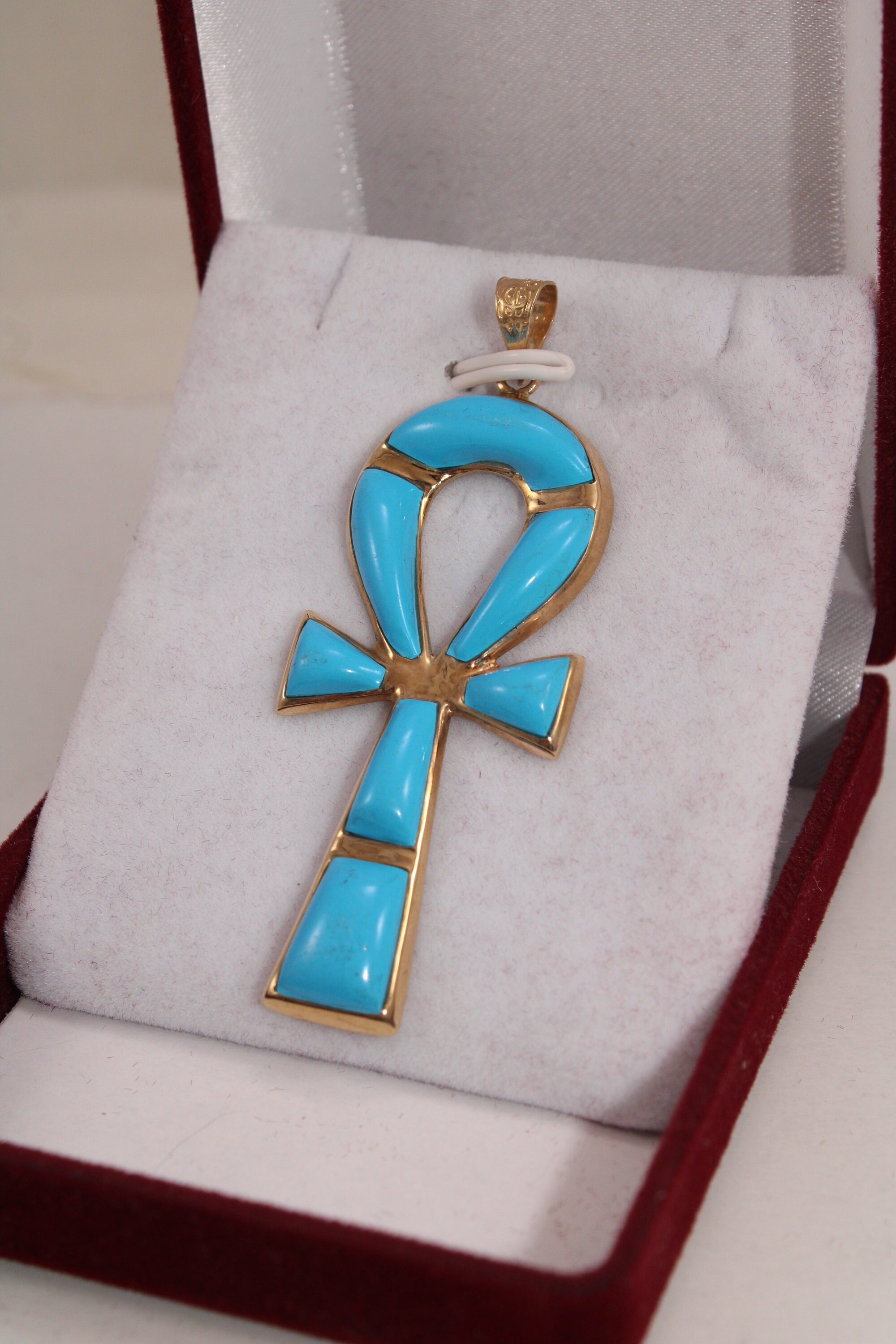 Egyptian Handmade Ankh Cross Key of Life Turquoise 18K Yellow - Etsy
