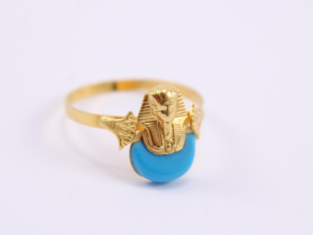 Turquoise King Tut 18K Gold Ring Egyptian Jewelry Handmade Ring ...