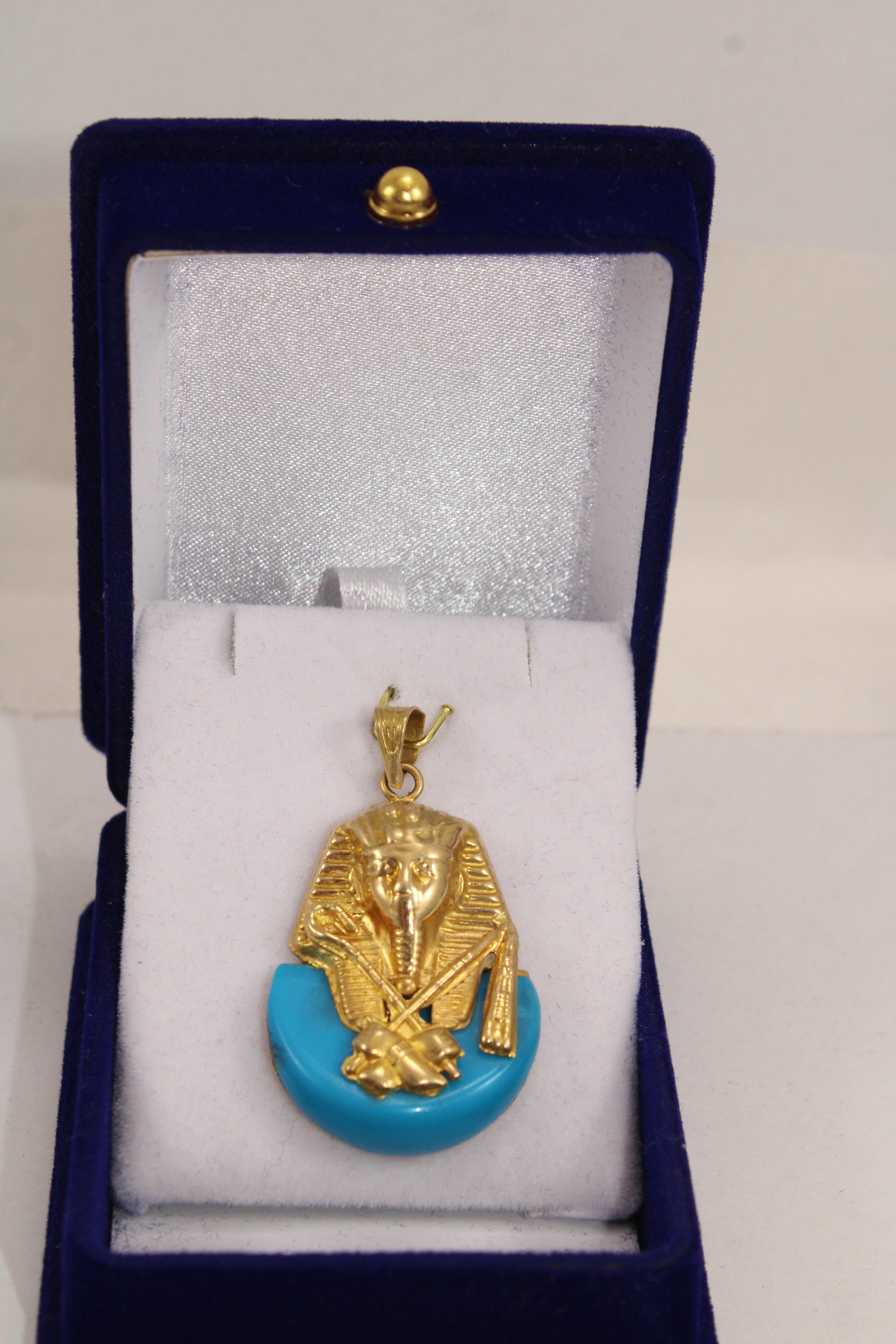 Egyptian Turquoise Pharaoh King Tut Hallmark 18K Yellow Gold - Etsy