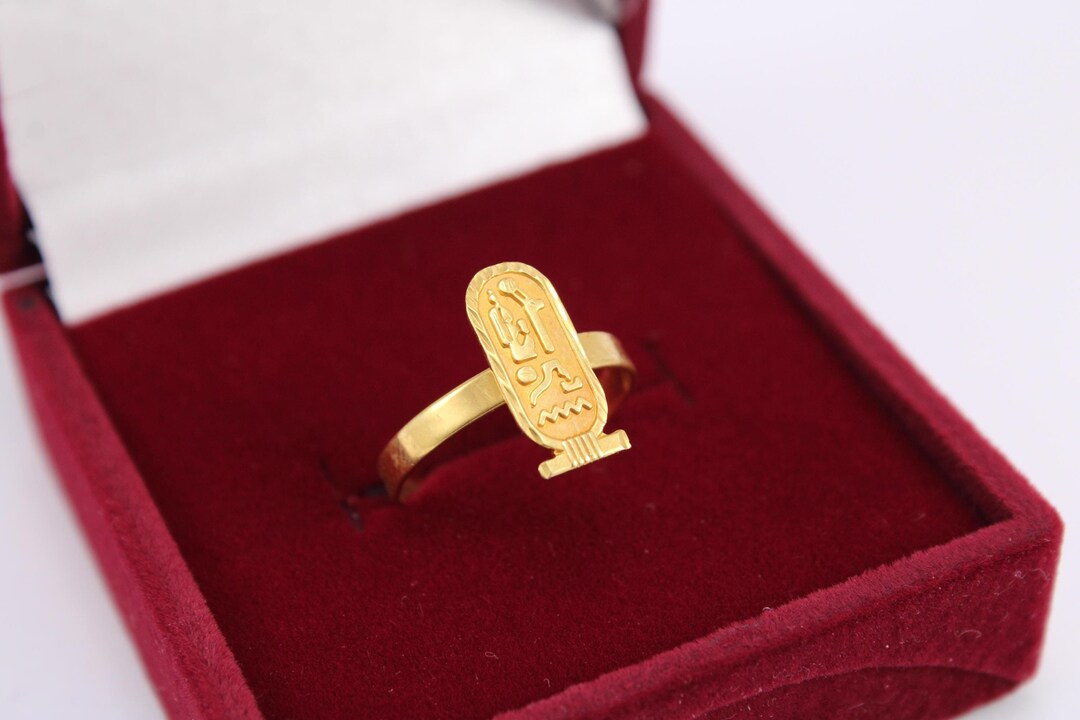 King Ramses II Name 18K Gold Cartouche Ring Pharaonic Egyptian Jewelry Handmade Ring Ramses Ring ...