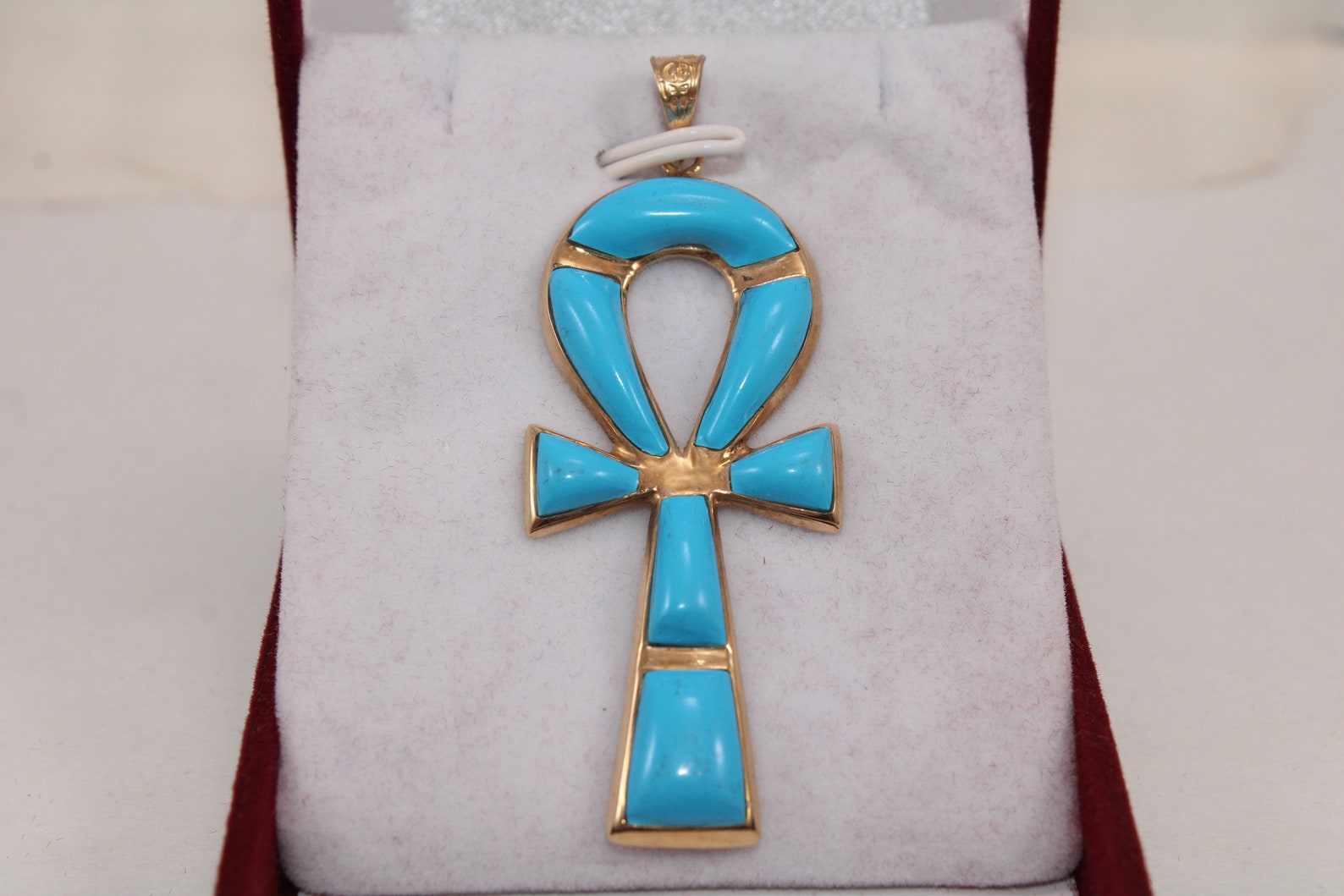 Egyptian Handmade Ankh Cross Key of Life Turquoise 18K Yellow - Etsy