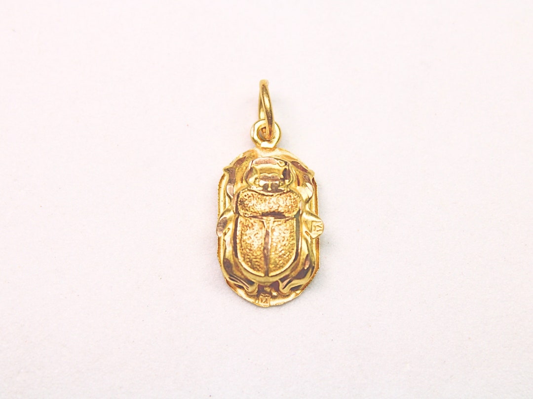 Scarab Pendant 18K Gold Alphabet | Stamped Pharaonic Real Gold Handmade ...