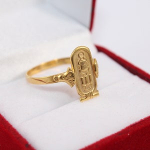 King Tut Name Cartouche 18K Gold Ring | Egyptian Jewelry Handmade ...