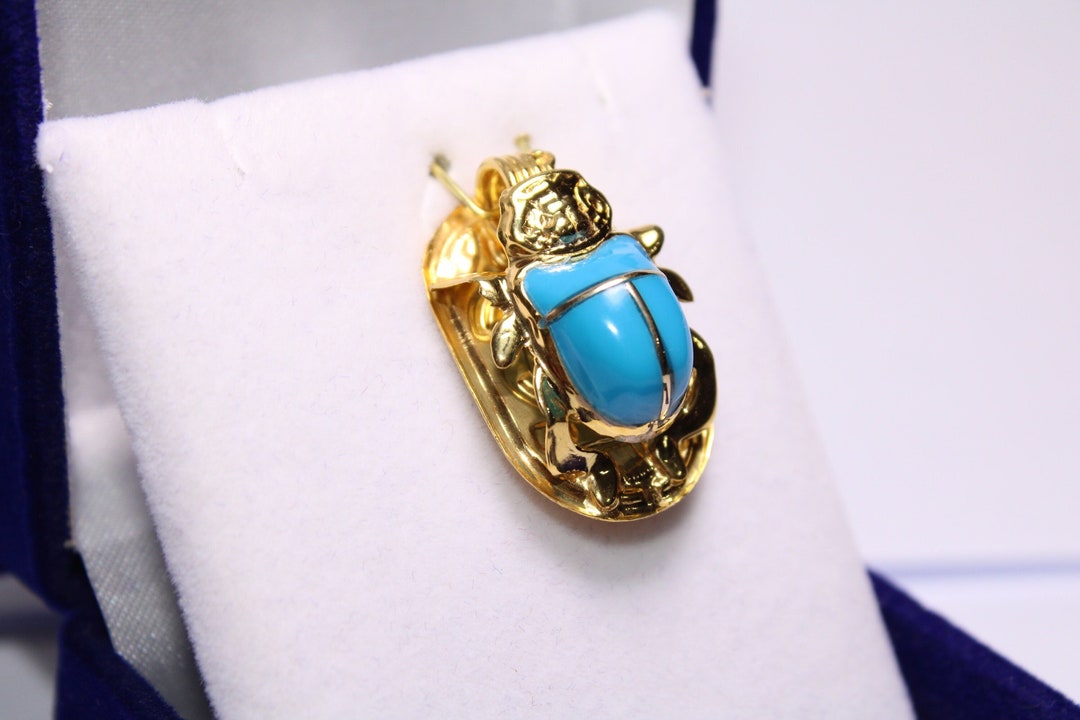 Egyptian Scarab Gold 18K DOUBLE SIDE Stamped Pharaonic Yellow - Etsy