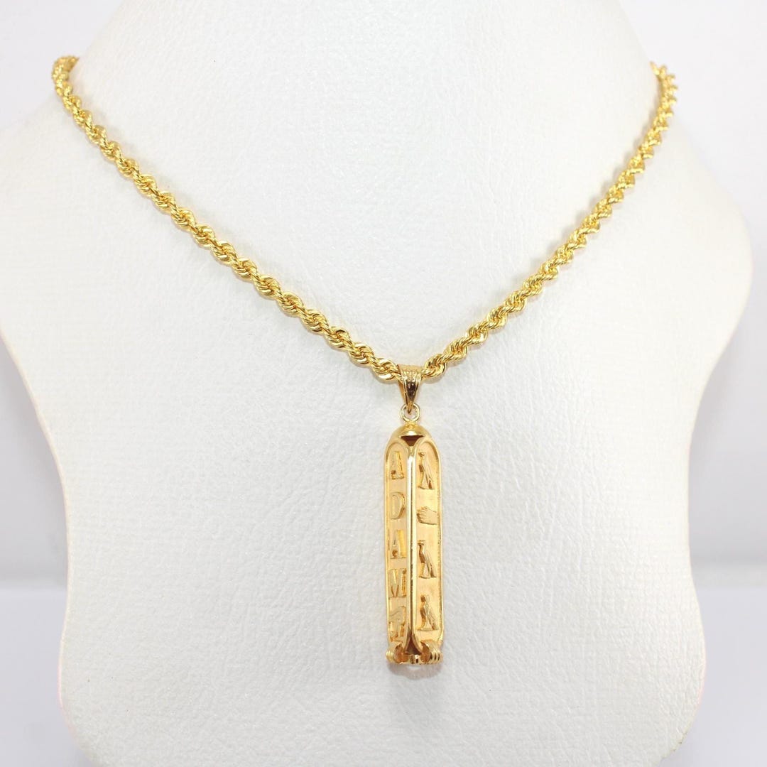 Personalize Cartouche + Rope Chain Necklace Sterling Silver Gold Plated ...