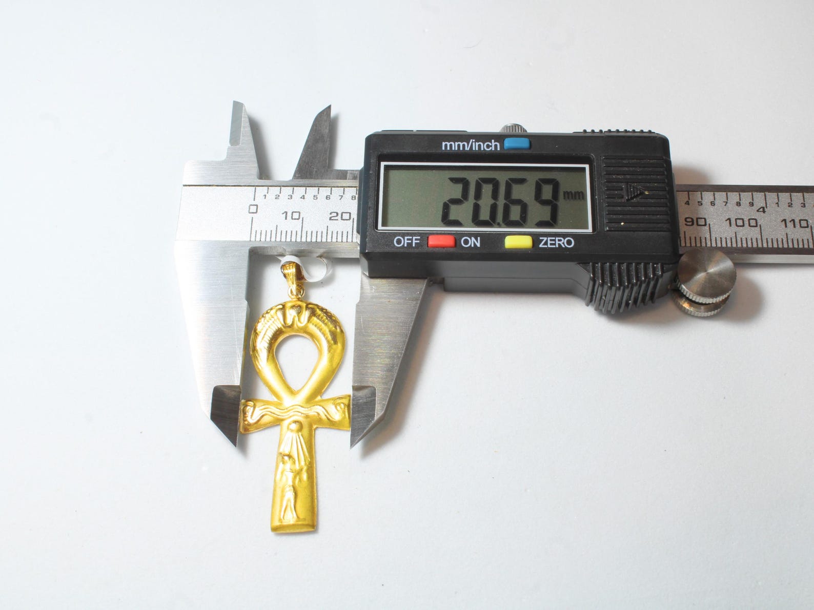 Gold Plated Sterling Silver Ankh Cross Key of Life Necklace Rope Chain ...