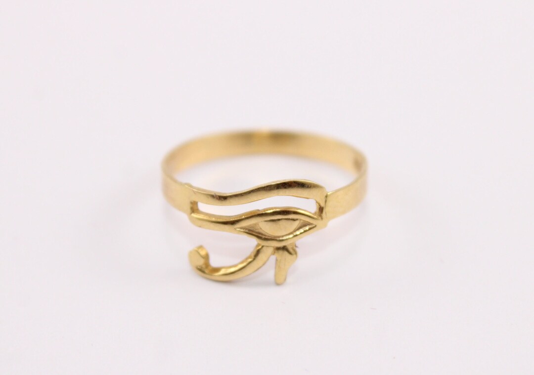 Egyptian Jewelry Eye of Horus Gold 18K Egypt Ring Stamped Pharaonic 1.8 ...