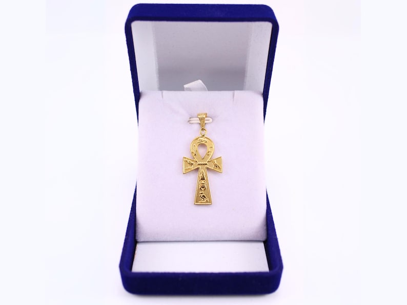 18K Gold Ankh Pendant Only | Hieroglyphic Egyptian Script | Key of Life ...