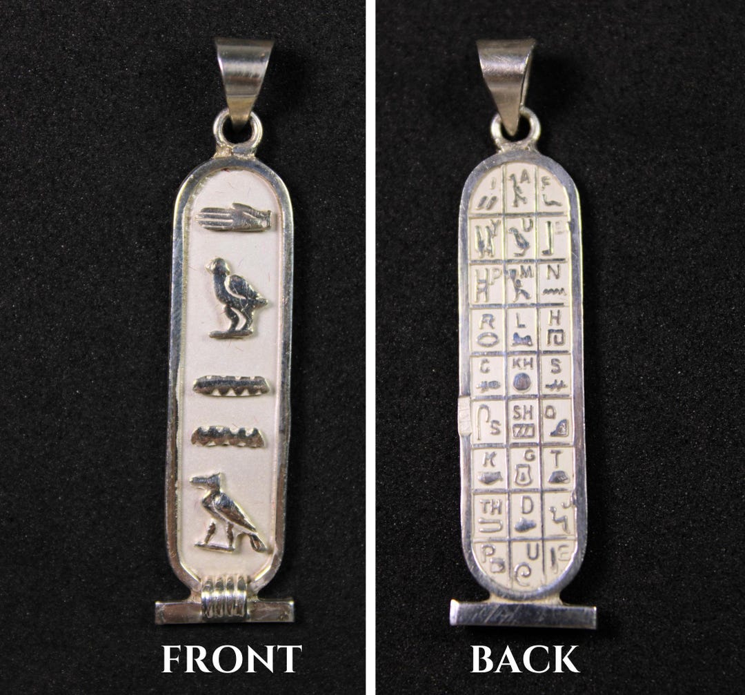 Sterling Silver Personalized Cartouche Name Necklace Alphabet Egyptian ...