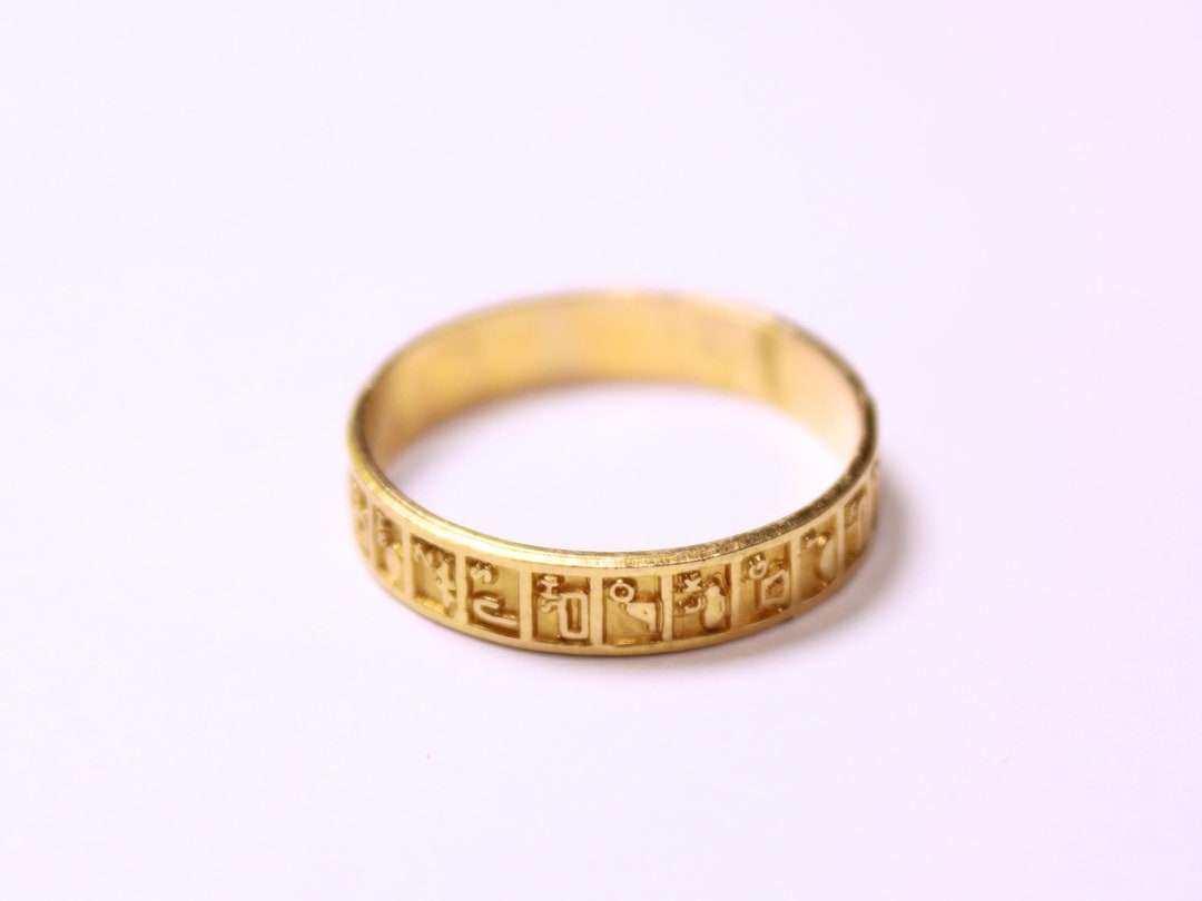 Rare Alphabet Hieroglyphic 18K Gold Ring |pharaonic Gold Ring Egyptian ...