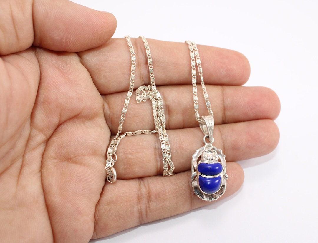 Egyptian Jewelry Scarab Necklace, Sterling Silver Scarab Pendant ...