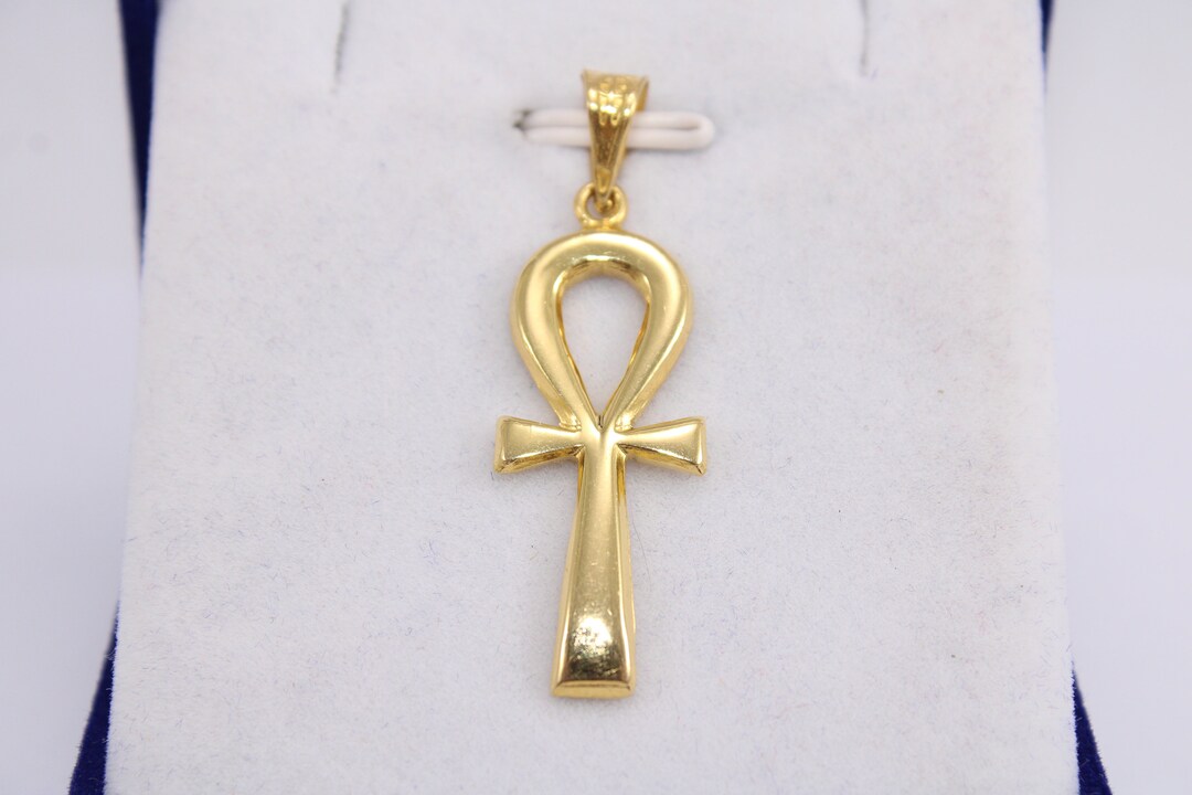 Handmade Ankh Cross Pendant 18K Gold | Key of Life Egyptian Crucifix ...