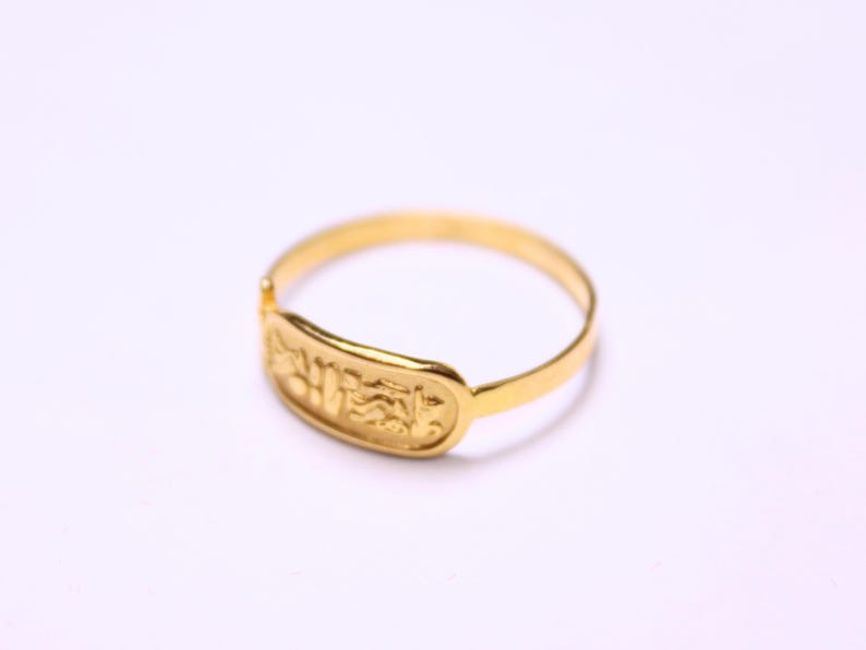 Cleopatra Name Plate 18K Gold Cartouche Ring | Egyptian Pharaonic ...