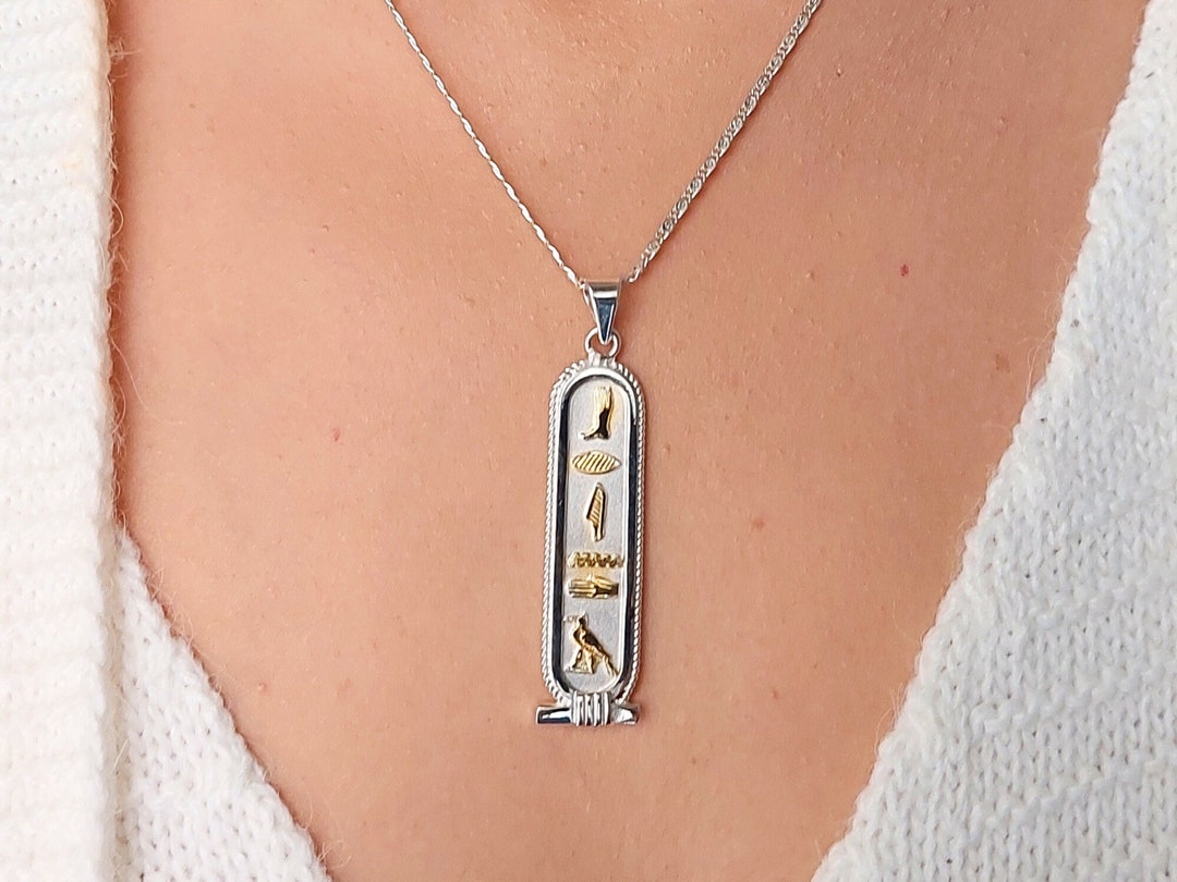 Cartouche Personalized Sterling Silver Letters Gold Plated Necklace ...