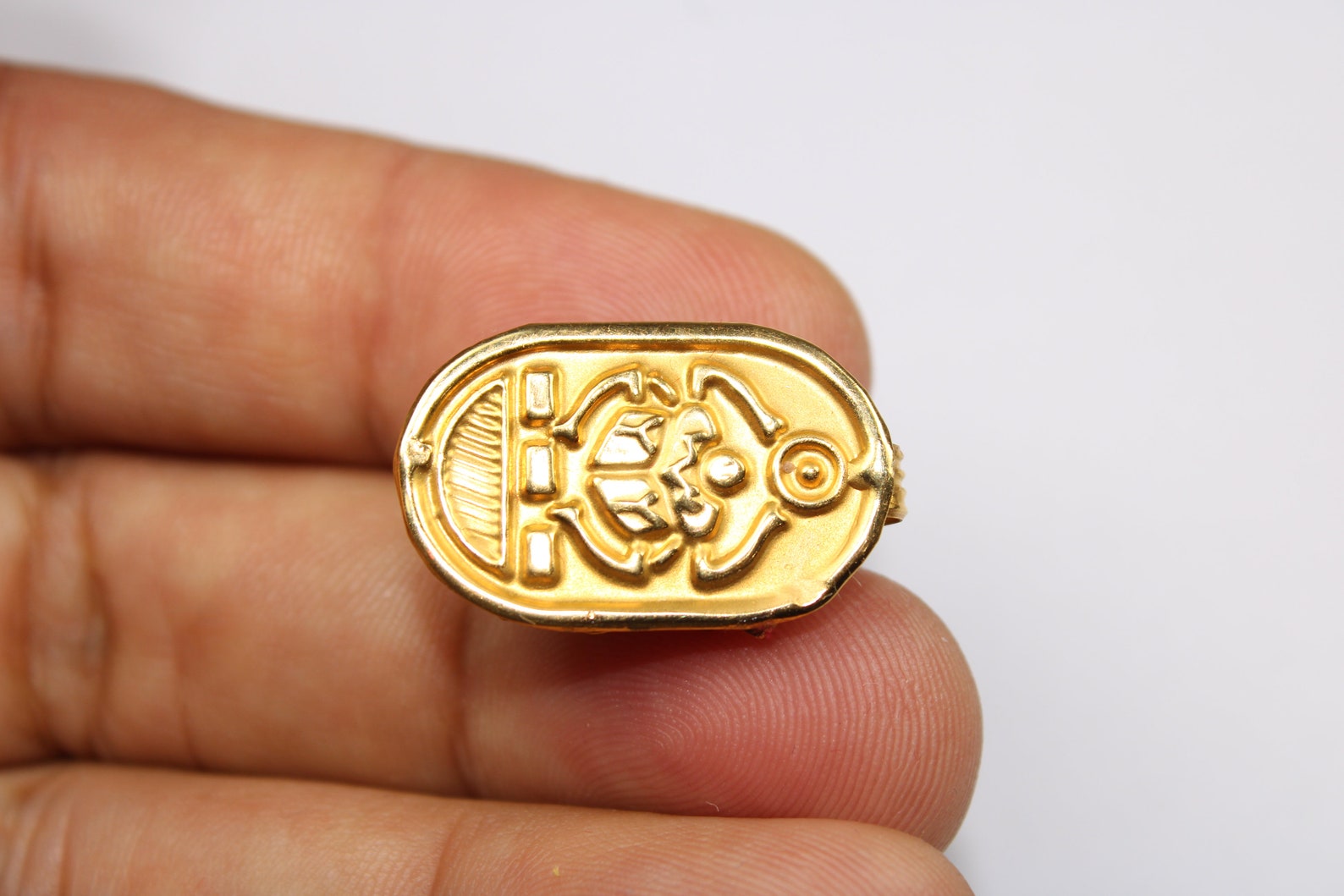 Egyptian Scarab Gold 18K DOUBLE SIDE Stamped Pharaonic Yellow - Etsy