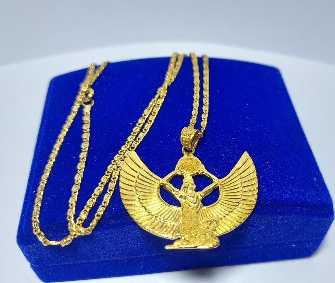 Sterling Silver Goddess Isis Carrying the Sun Necklace Handmade ...
