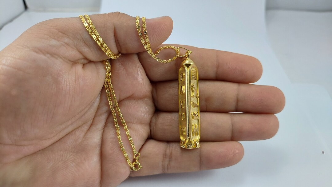 Personalize Cartouche Necklace Egyptian Jewelry 3 Names in Hieroglyphic ...