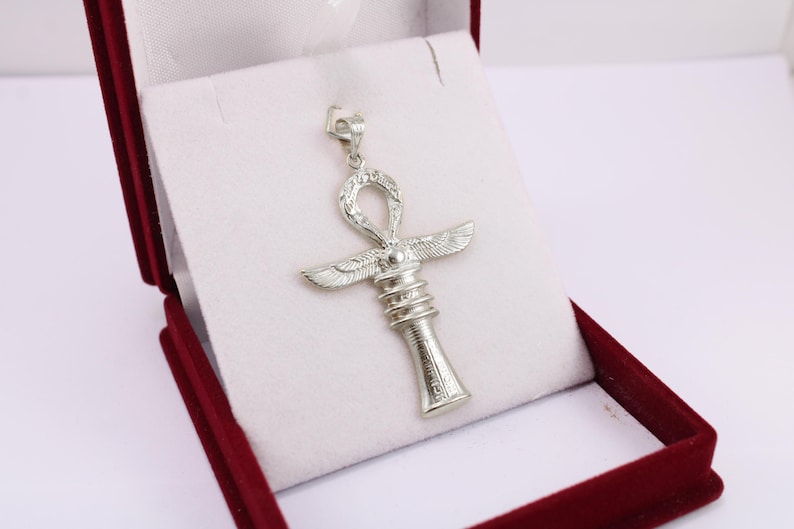 Winged Ankh Cross Gold Plated Sterling Silver Necklace Handmade Life ...