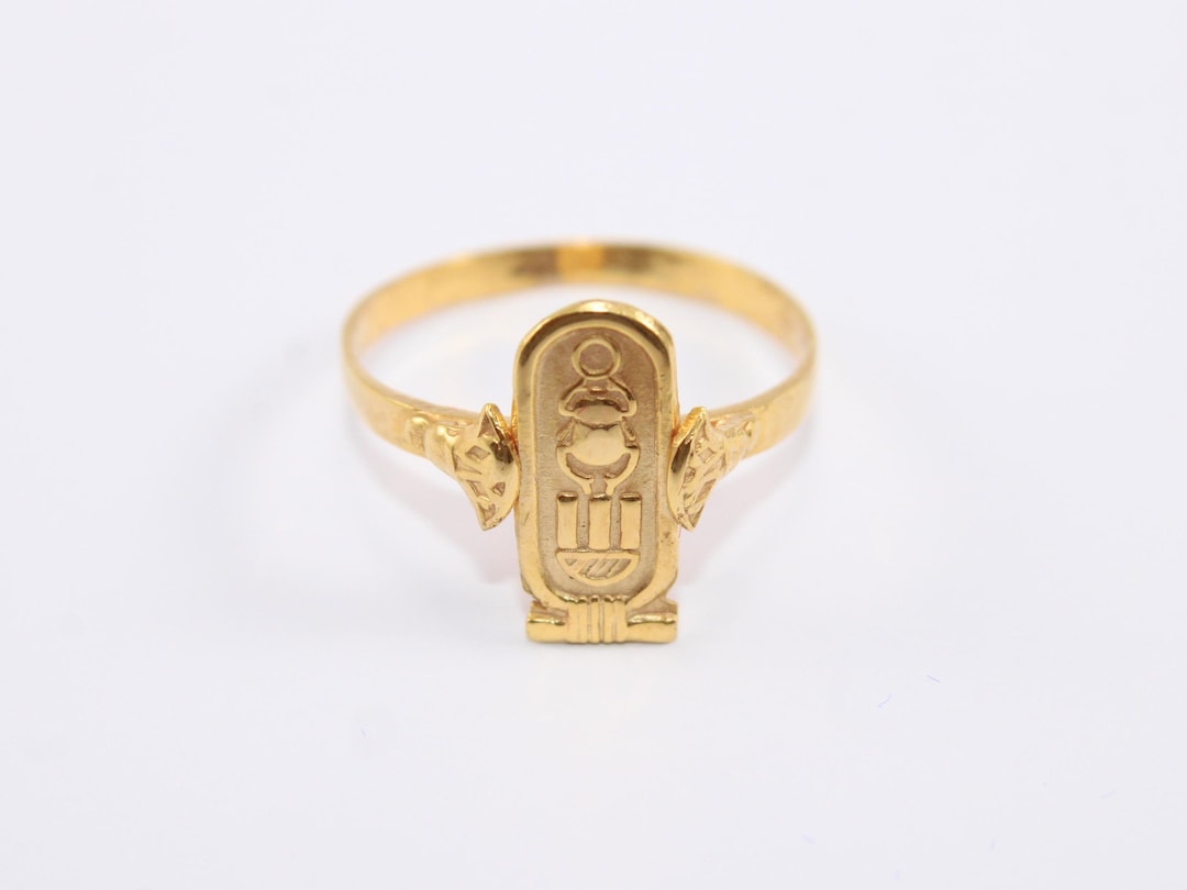King Tut Name Cartouche 18K Gold Ring | Egyptian Jewelry Handmade ...