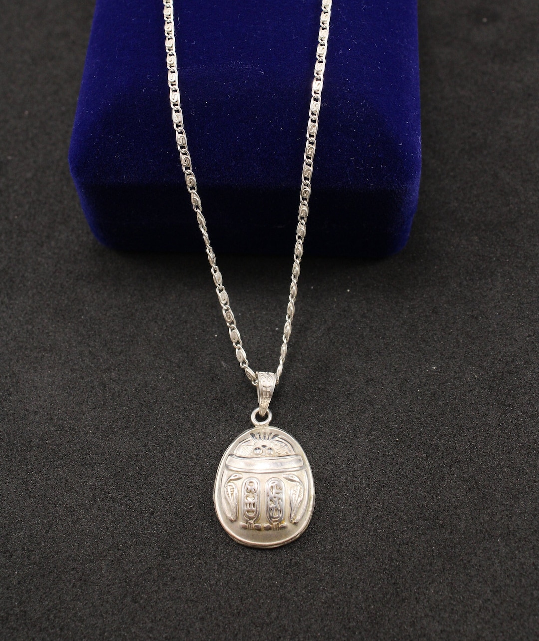 Egyptian Jewelry Scarab Necklace, Sterling Silver Scarab Pendant Scarab ...