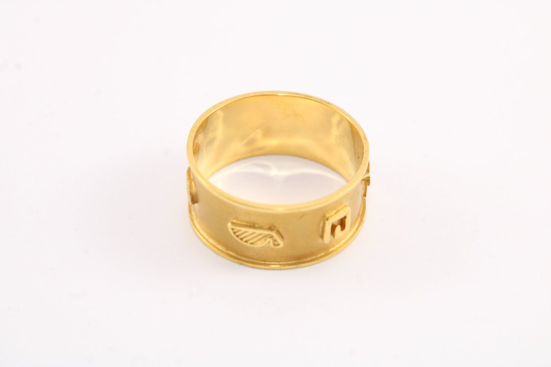 Personalized Cartouche Ring 18k Gold, Egyptian Jewelry Custom Bar Ring ...