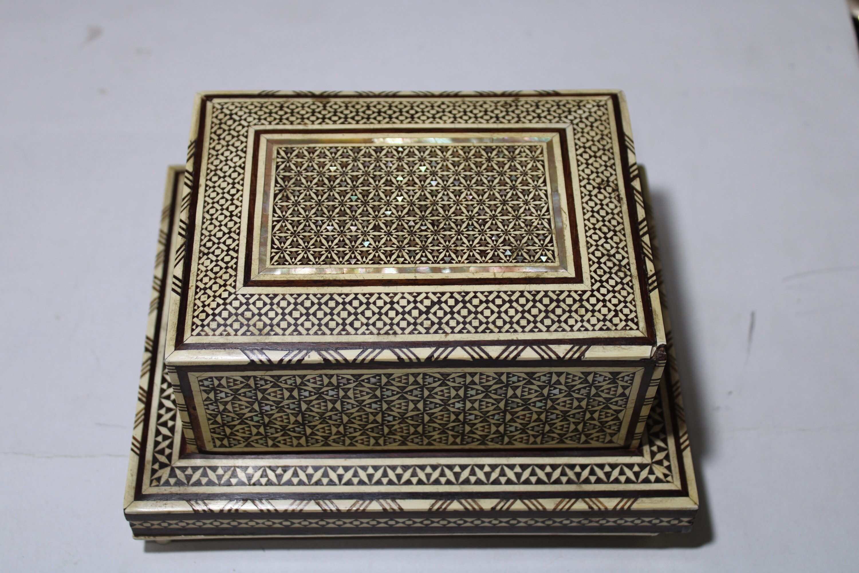 Antique Handmade Wood Cigarette Box Carved Inlaid Mother of - Etsy