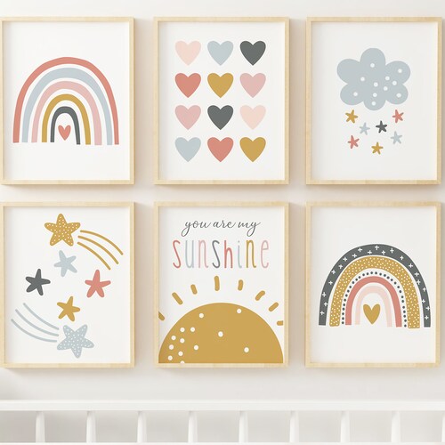 Rainbow Nursery Wall Art Rainbow Prints Set of 3 Girls Room - Etsy