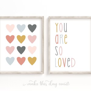 Rainbow Wall Art Prints, You Are so Loved Quote, Boho Girls Room Decor ...