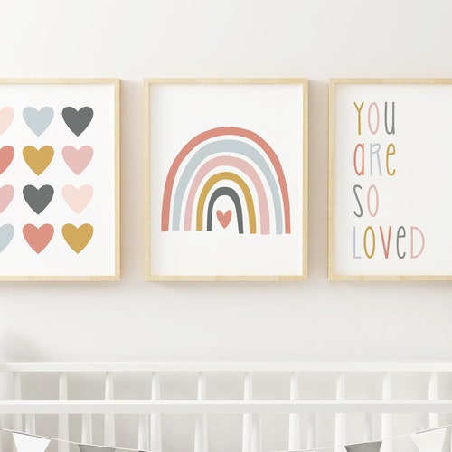 Rainbow Nursery Wall Art Rainbow Prints Set of 3 Girls Room - Etsy