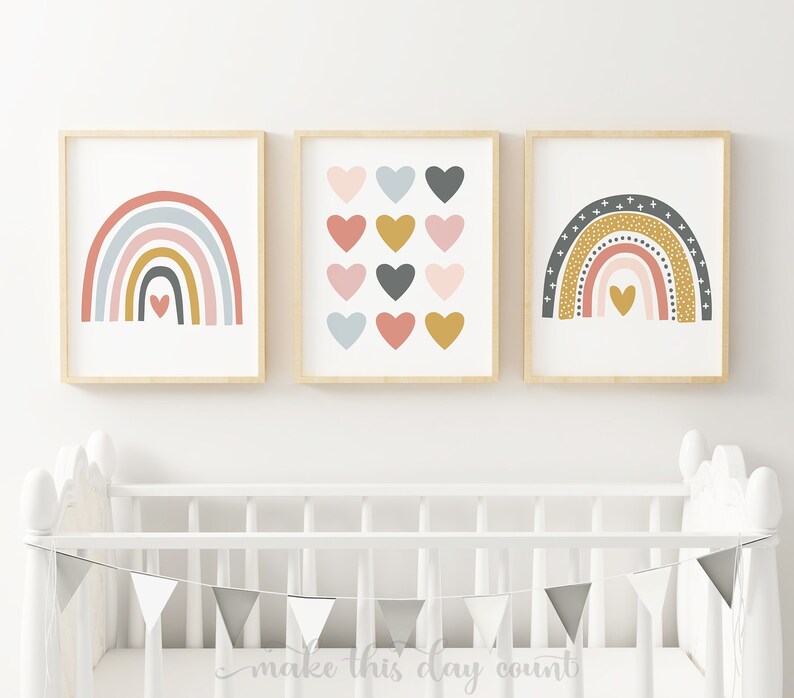 Rainbow Nursery Wall Art Rainbow Prints Set of 3 Girls Room - Etsy